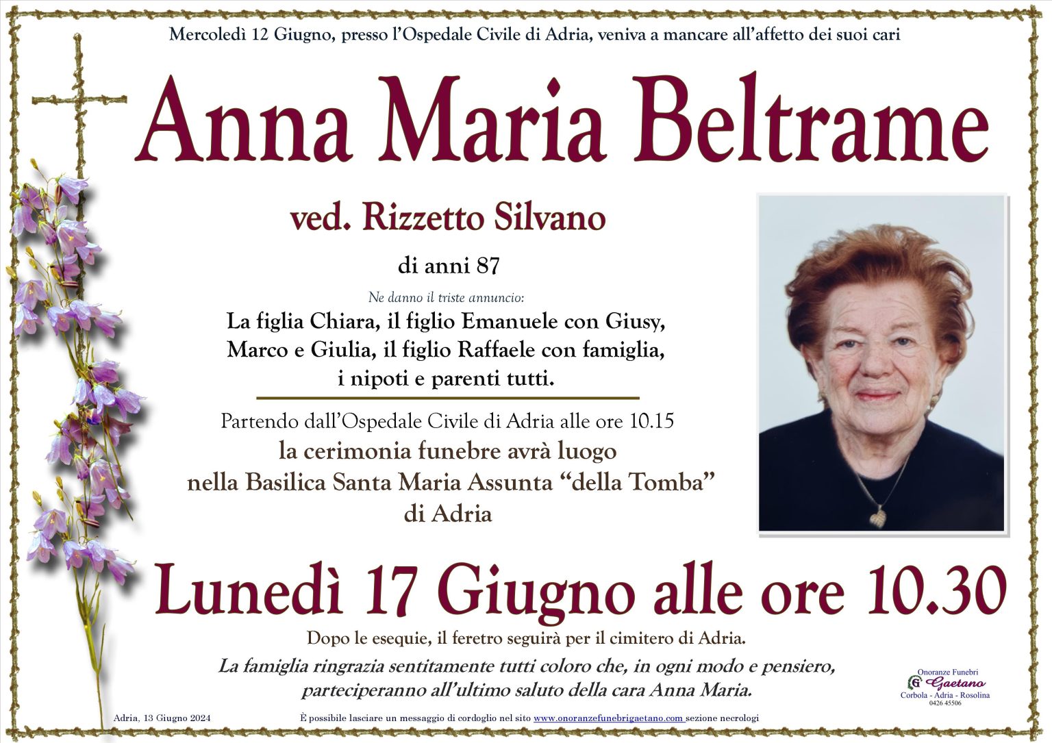 Necrologi on-ine, servizio gratuito - Onoranze Funebri Gaetano